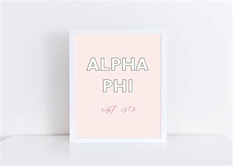 Alpha Phi Sorority Printable Art Print Alpha Phi Sorority Wall Decor