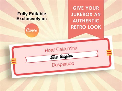 Editable Retro Jukebox Labels Song And Artist Label Customize With Your Music Playlist Fully