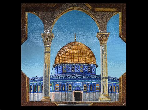 Dome Of The Rock Mosaic Wall Art Handmade Islamic Architecture Tile