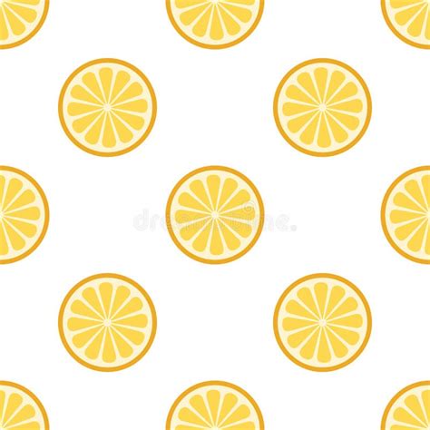 Lemon Slices Seamless Pattern Vector Illustration Round Slices Of Ripe Yellow Lemons On White