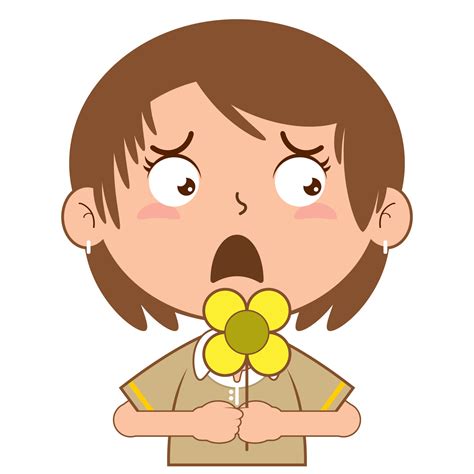 Girl Holding Flower Surprised Face Cartoon Cute 20198164 Vector Art At