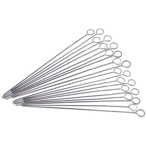 Kabob Lot De 20 Brochettes En Acier Inoxydable Pour Barbecue 38 Cm [263] Cdiscount Jardin