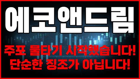 주식 에코앤드림 주포 물타기 시작했습니다 단순한 징조가 아닙니다 Youtube