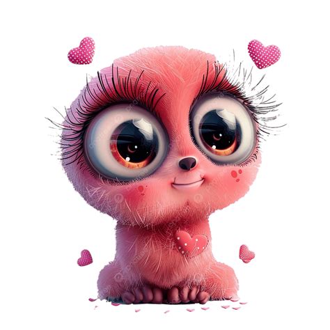 Cute Cartoon Character With Big Eyes And Hearts Eyes Clipart