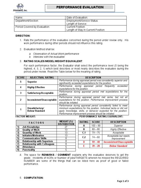 Performance Eval For Office Pdf Performance Appraisal Evaluation