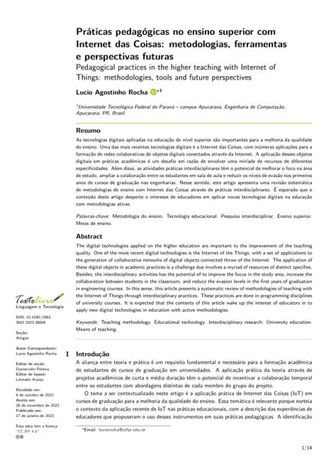 Pdf Pedagogical Practices In The Higher Teaching With Internet Of Things Methodologies Tools