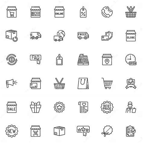 Shopping And E Commerce Line Icons Set Stock Vector Illustration Of