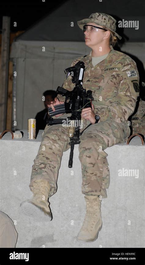 U S Army Sgt Anna Simms Sits On Top Of A Bunker At Forward Operating
