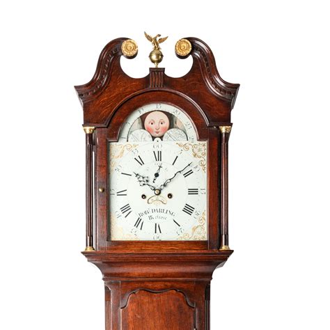Moonphase Oak Longcase Clock Robert Darling Melrose The Antique Clock Company