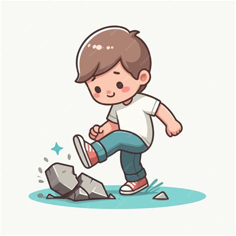 Vector Of A Little Boy Stumbling Over A Stone Premium Ai Generated Vector