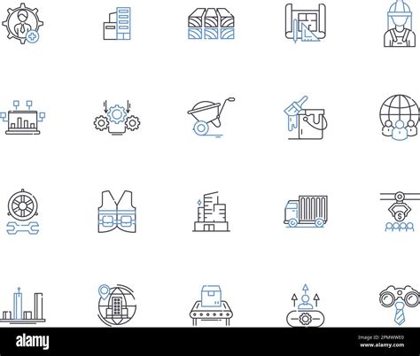 Factory Outline Icons Collection Factory Manufacturing Works Plant