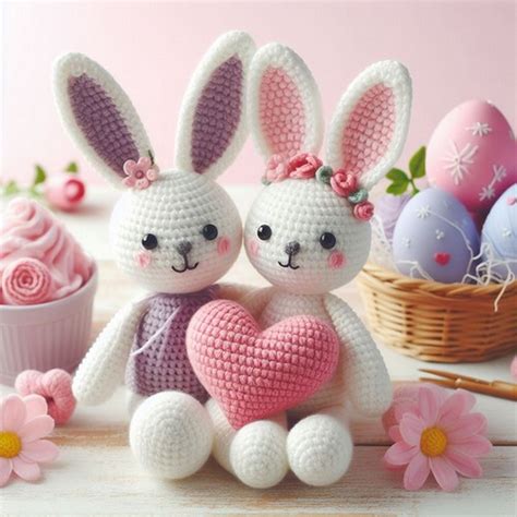 Crochet Easter Bunny And Heart Amigurumi Idea