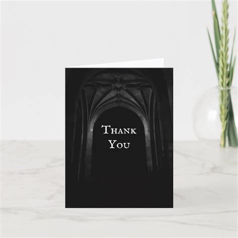 Gothic Arch Elegant Wedding Dark Black And White Thank You Card Zazzle