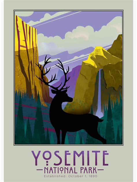 Deer In Yosemite National Park Illustration Sticker For Sale By
