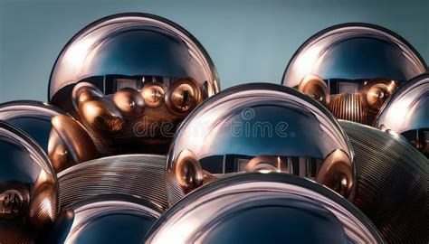 Overlapping Spheres And Cylinders With Metallic Reflections Stock
