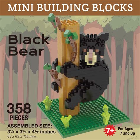 Black Bear Cub Tree Climbing Building Set The Mini Block