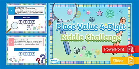 Third Grade Place Value 4 Digit Number Riddle Challenge