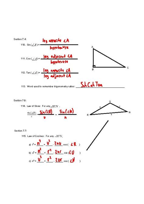 Unit 7 List Of Definitions And Theorems For The Entire Unit Day 1