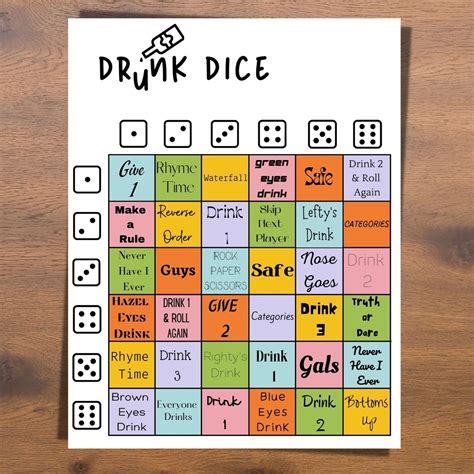 Drunk Dice Drinking Game Great For Pre Games Parties Bachelorette