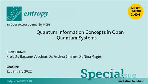 New Special Issue Quantum Information Concepts In Open Quantum Systems