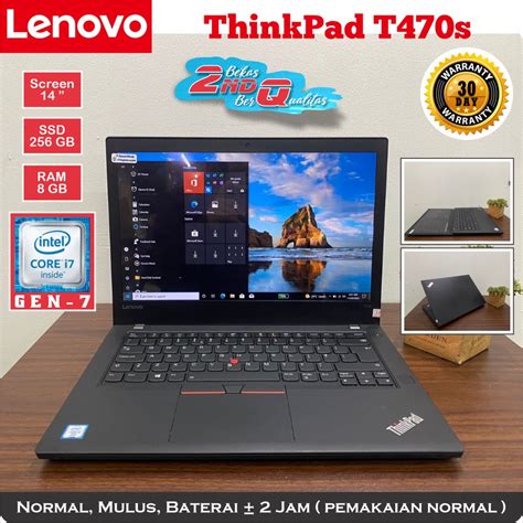 Jual Laptop Notebook Lenovo Thinkpad T470s Intel Core I7 Gen 7 Memori 8GB SSD 256GB Mulus
