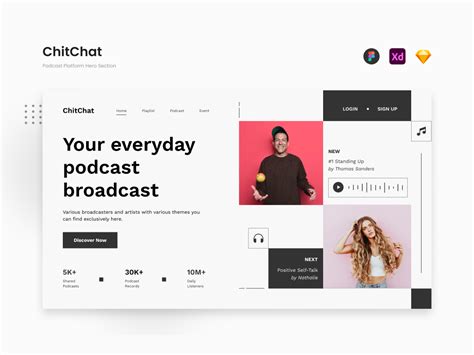 Chitchat Simple Half Checkered Podcast Platform Hero Section By