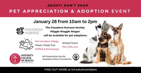 Wiggle Waggle Waggin' Pet Adoption Event - Jan 28, 2023 - Integrity College of Health