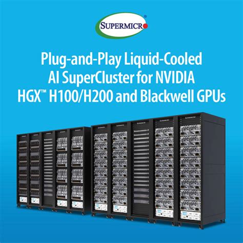 Supermicro（スーパーマイクロ）、nvidia Blackwell および Nvidia Hgx H100 H200 搭載のラックスケール・プラグ・アンド・プレイ液冷ai