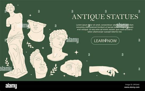 Antique Statues Banner Vector Concept Stock Vector Image And Art Alamy
