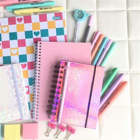 Kit Papelaria Juvenil Fashion Escolar Menina Pasteis Sakura Shop Magazine
