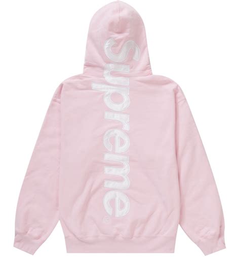 Supreme Satin Appliqué Hooded Sweatshirt Fw23 Light Pink Mens Fw23