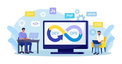 Premium Vector Devops Concept Programmers Practice Of Development And Software Operations