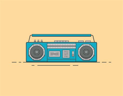 Minimalist Retro Boombox Icon Cassette Player Tape Recorder