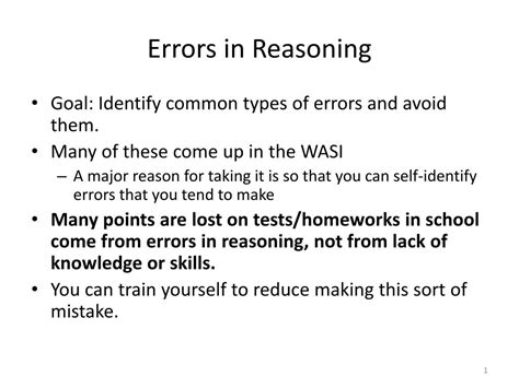 Ppt Errors In Reasoning Powerpoint Presentation Free Download Id
