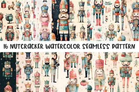 16 Nutcracker Watercolor Seamless Patter Graphic By Mangpor2004
