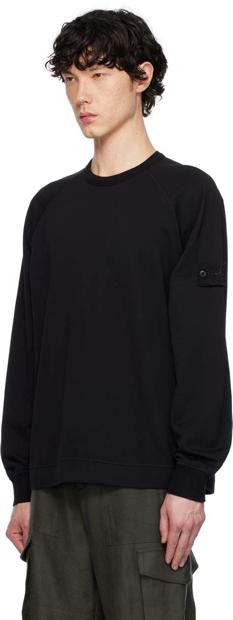 Stone Island Black Garment Dyed Sweatshirt Stone Island