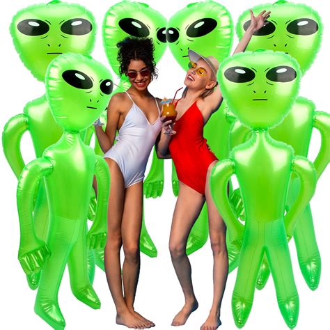 Krousin 6 Pack Giant Inflatable Alien 70 Inch Blow Up Alien Jumbo Green Alien Inflate Toy For