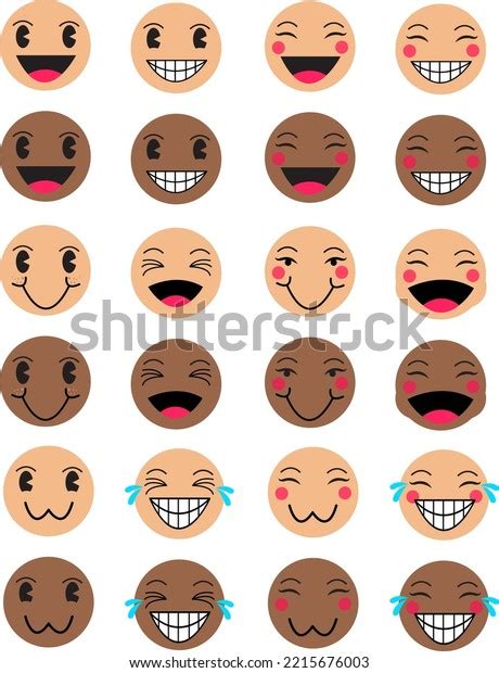 Vector Cartoon Emoji Assorted Expressions Happy Stock Vector Royalty