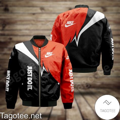 Nike Just Do It Red Black And White Bomber Jacket Tagotee