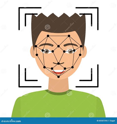 Biometrical Identification Facial Recognition System Concept Face Recognition Cartoon Vector
