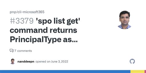 Spo List Get Command Returns Principaltype As Number Instead Of Human Readable String · Issue