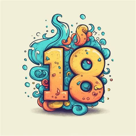 Premium Photo A Close Up Of A Colorful Illustration Of The Number 18