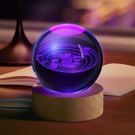 3d Galaxy Crystal Ball Night Light For Ts With Colorful Led Light