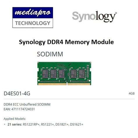 Synology D4es01 4g 4gb Ram Module Ddr4 2666 Cl19 Ecc Computers
