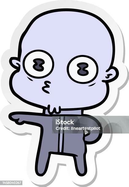 Stiker Kartun Aneh Botak Spaceman Ilustrasi Stok Unduh Gambar