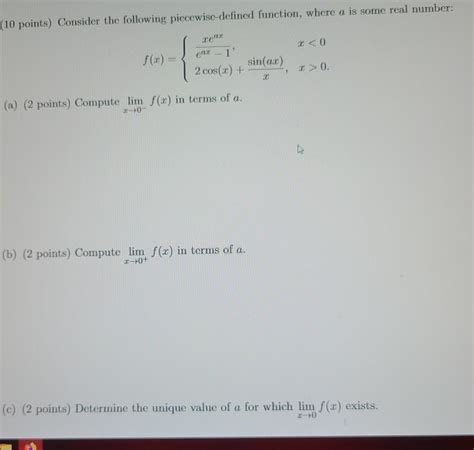 solved 10 points consider the following piccewise defined