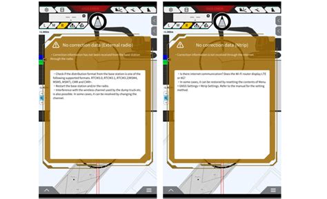 Error Message No Correction Data Is Displayed Smart Construction 3d Machine Guidance