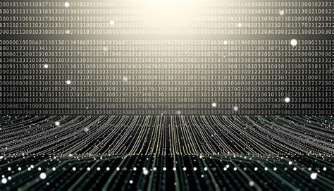 abstract technology chip lines growing from bottom to top at digital binary code background