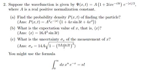Solved 2 Suppose The Wavefunction Is Given By X T A