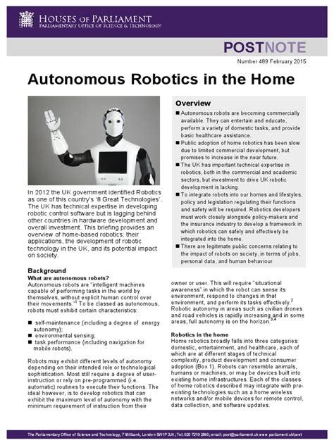 autonomous robotics in the home pdf robot robotics